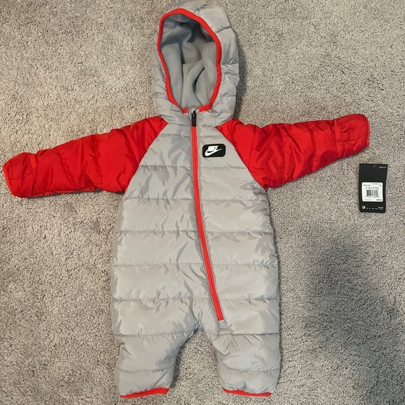 Nike | Other | Nike Red And Gray Baby Snowsuit | Poshmark